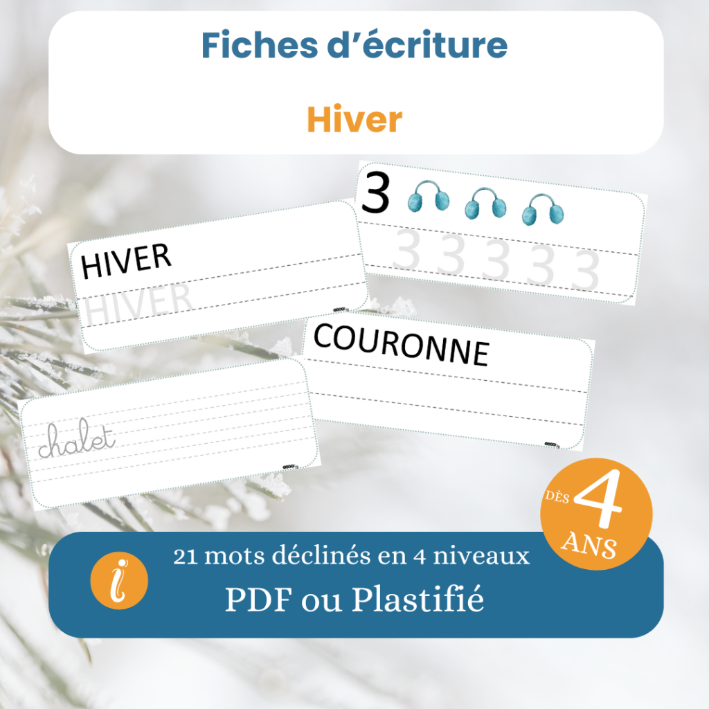 Fiches écriture hiver – 4 niveaux – Lud'Y Key